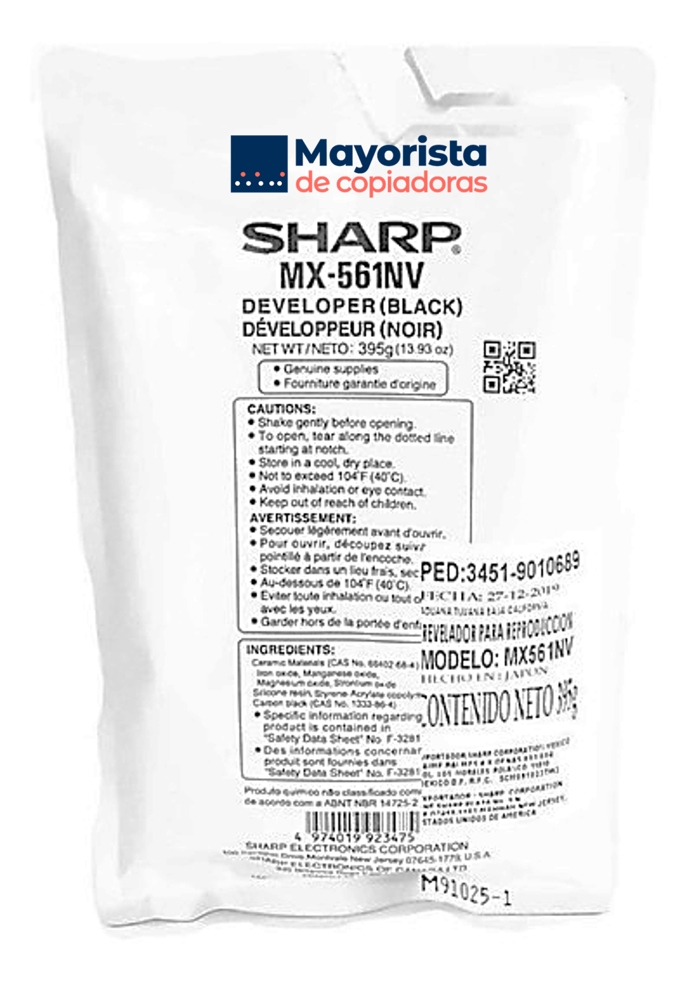 Revelador Sharp Negro Original MXM364,MXM365,MXM464,MXM465 N/P: MX561N